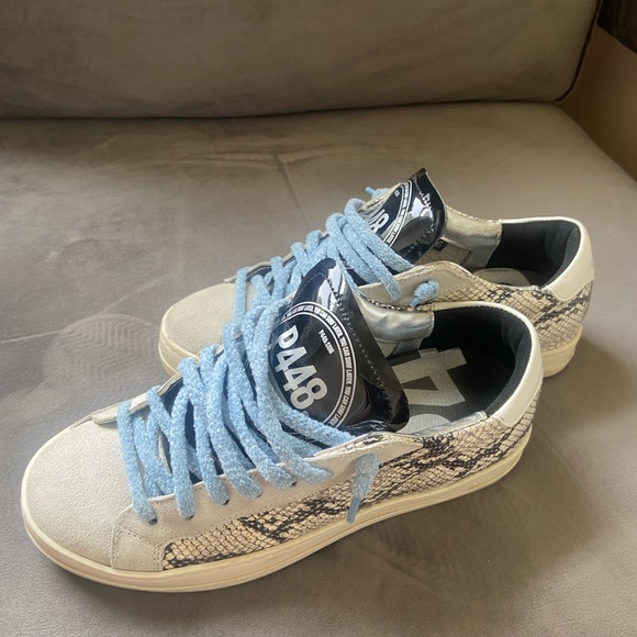 P448 | Shoes | P448 John Silver Python Blue Lace Sneakers | Poshmark